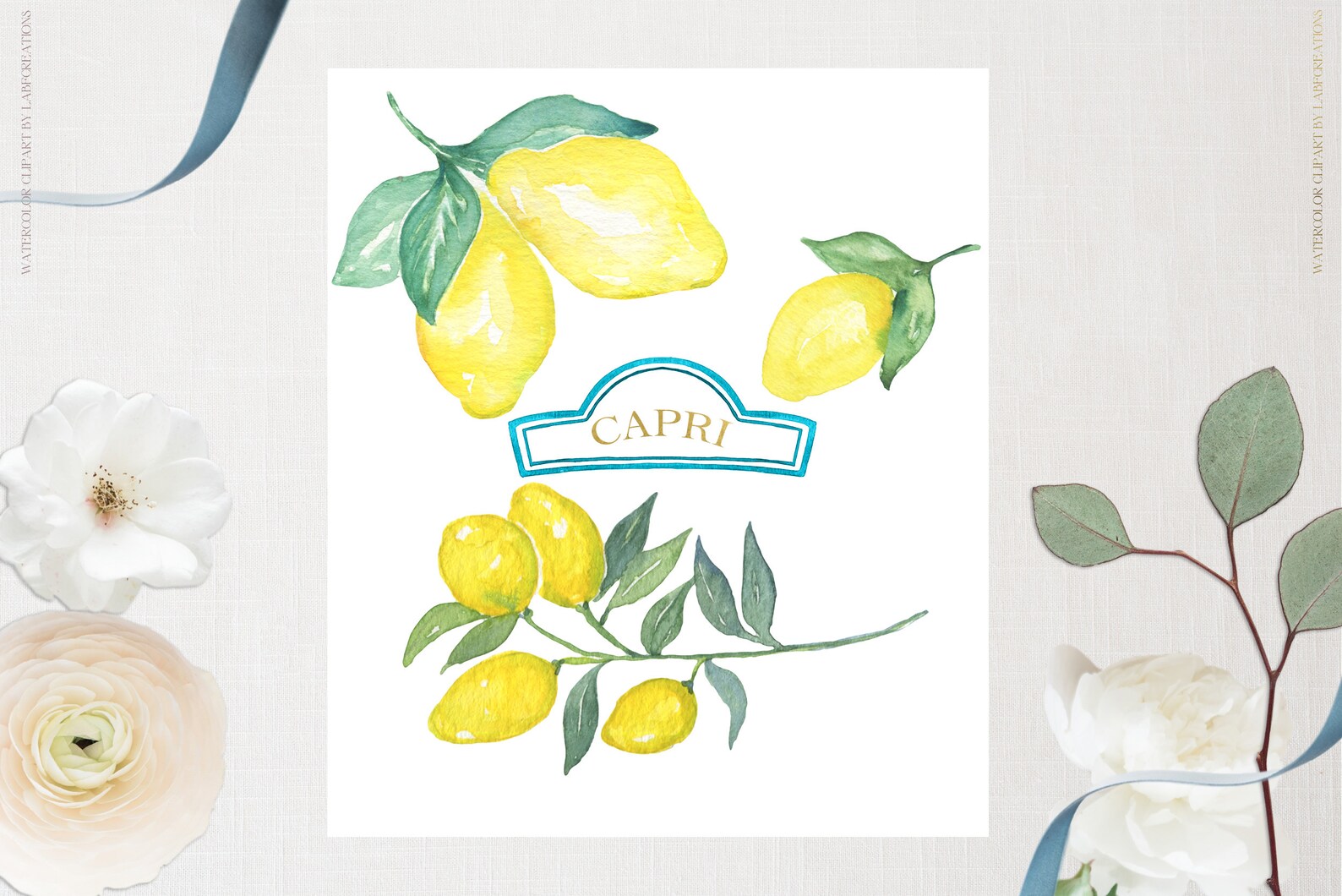 Capri Italy FLORAL Elements Diy Watercolor Clipart. Pink - Etsy