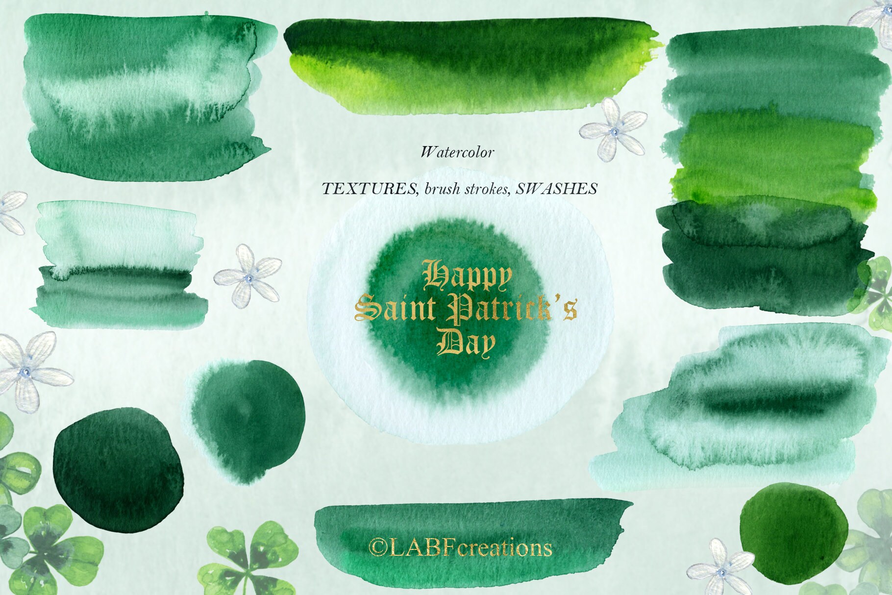 St Patricks Day Watercolor Clip Art. Shamrocks. St Patricks Clipart - Etsy