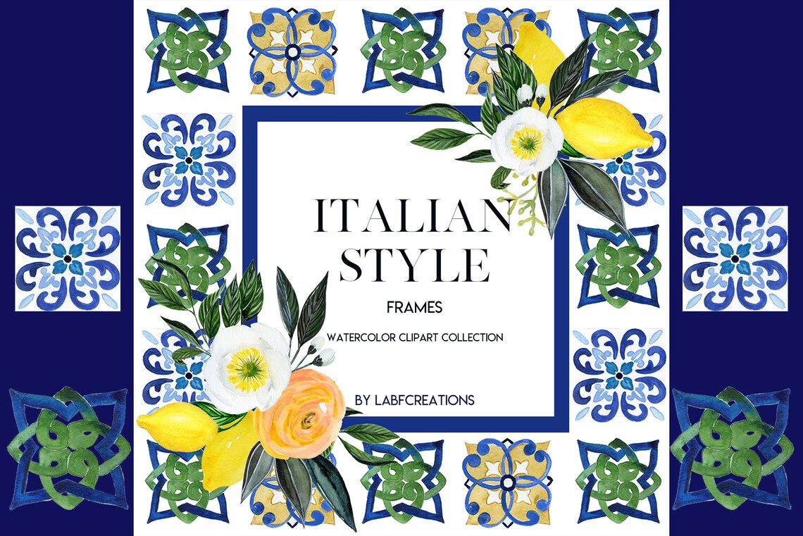 Blue Tile Frames. Italian Style. Mediterranean Tile Frames. | Etsy