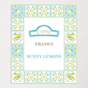 Lemon FRAMES Capri Italy Wedding Watercolor Clipart. Lemons and Blue ...