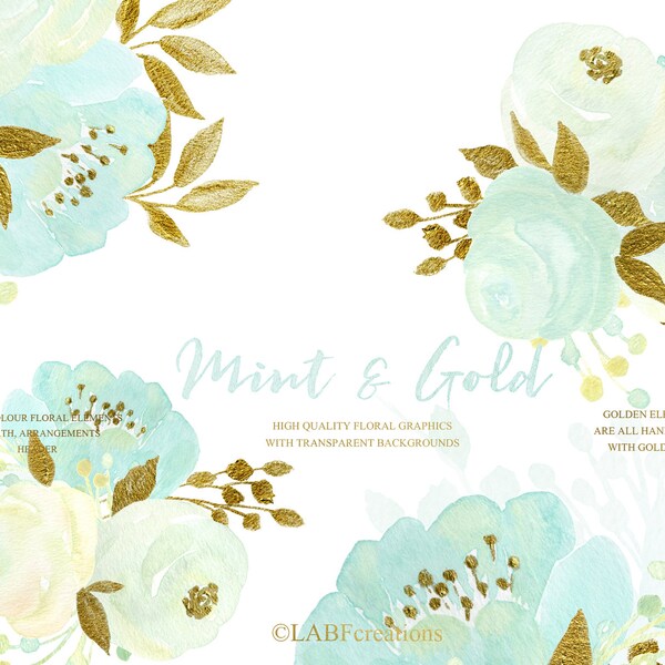 Mint Flower Clipart - Etsy