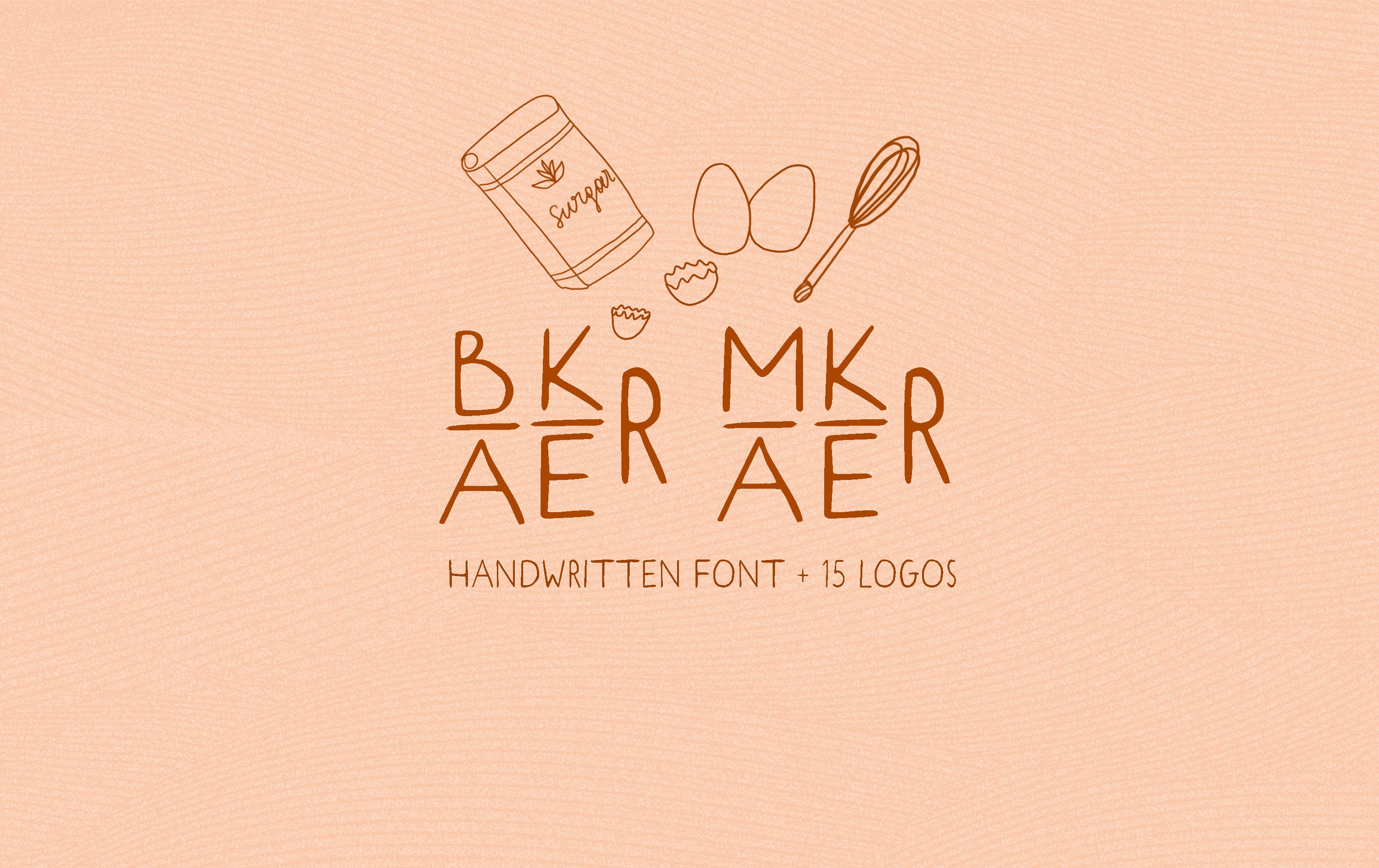 Baker Maker. Handwritten Font 50 Kitchen Illustrations | Etsy