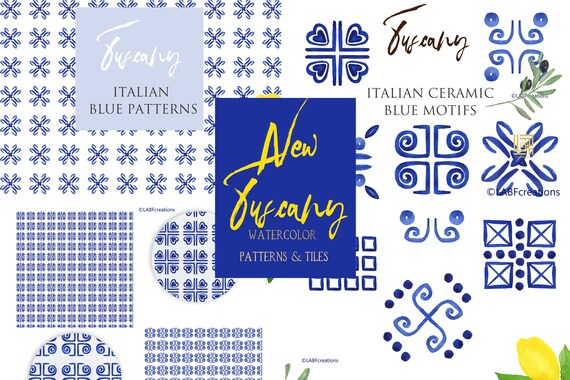 Italian TILE Patterns & Seamless Patterns. Sicilian Blue Tile - Etsy ...
