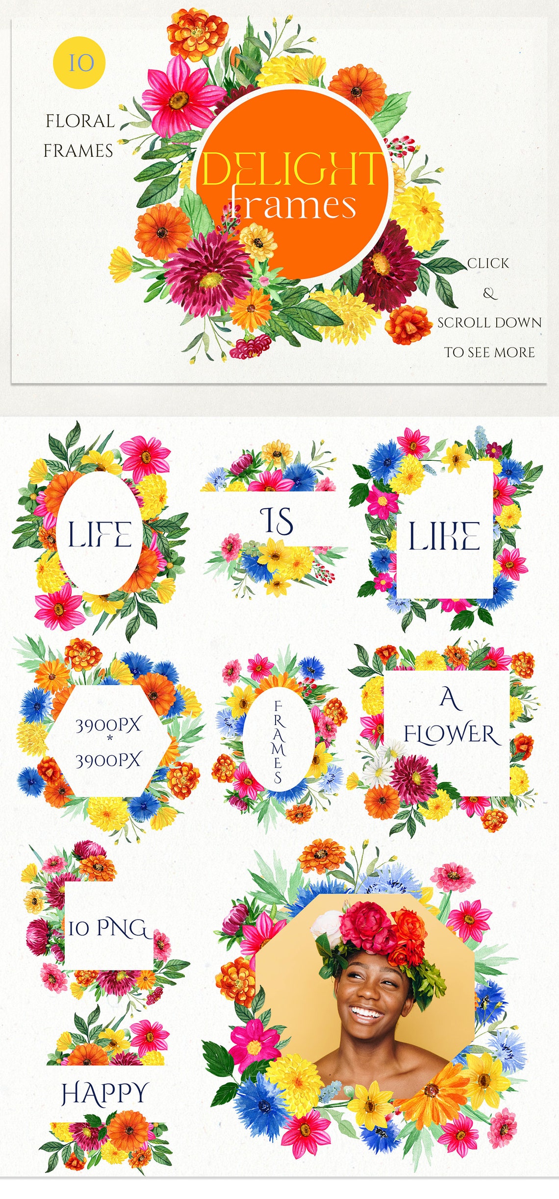 Bright Floral Frames | Summer Greenery | Delight | Summer Flowers ...