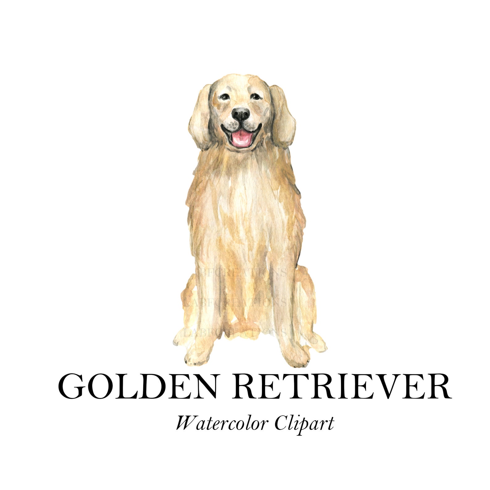 Golden Retriever Watercolor Dog Illustration Clip Art PNG - Etsy