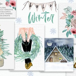 Boho Winter Watercolor Clipart | Christmas Watercolor Clipart | Winter ...