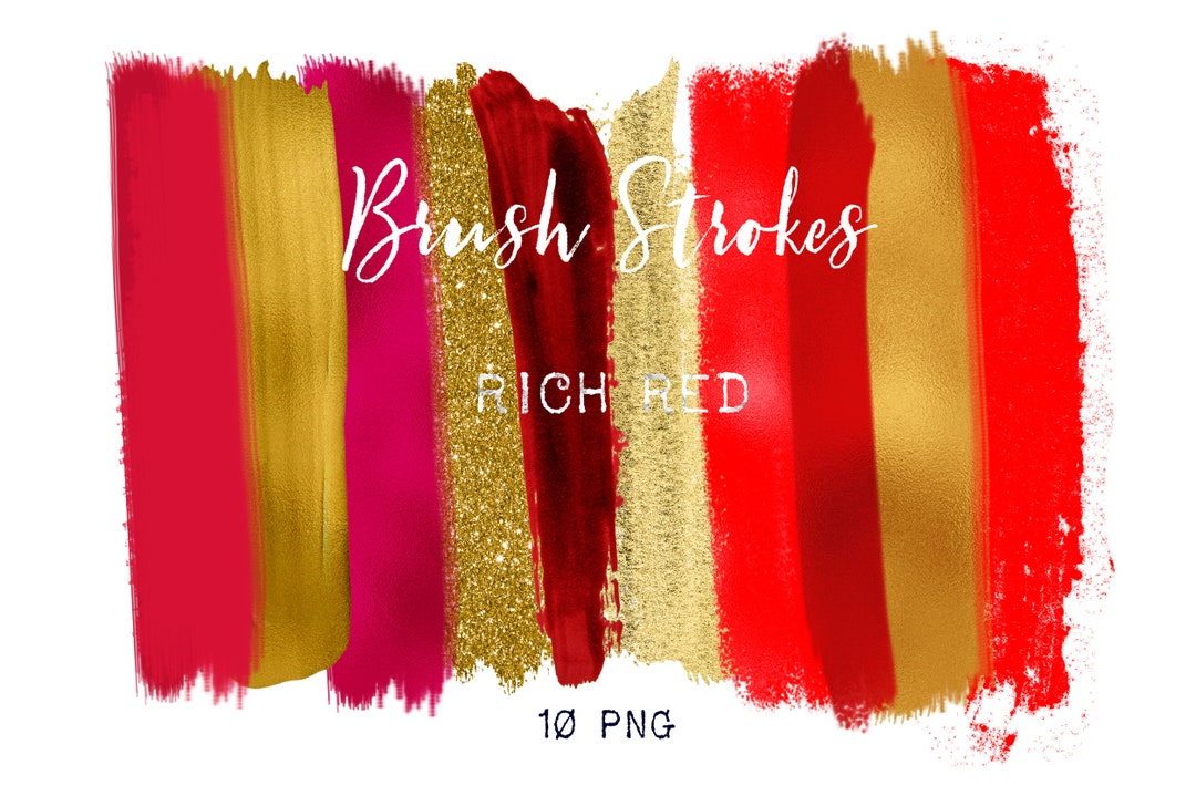 Rich Red Glitter Brush Strokes Clip Art. Gold Glitter Shine. - Etsy
