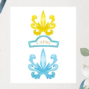 Capri Italy FLORAL Elements Diy Watercolor Clipart. Pink Flowers - Etsy