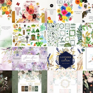 BUNDLE 7500 in 1 Watercolor Clip Art Bundle. 85 Collections - Etsy