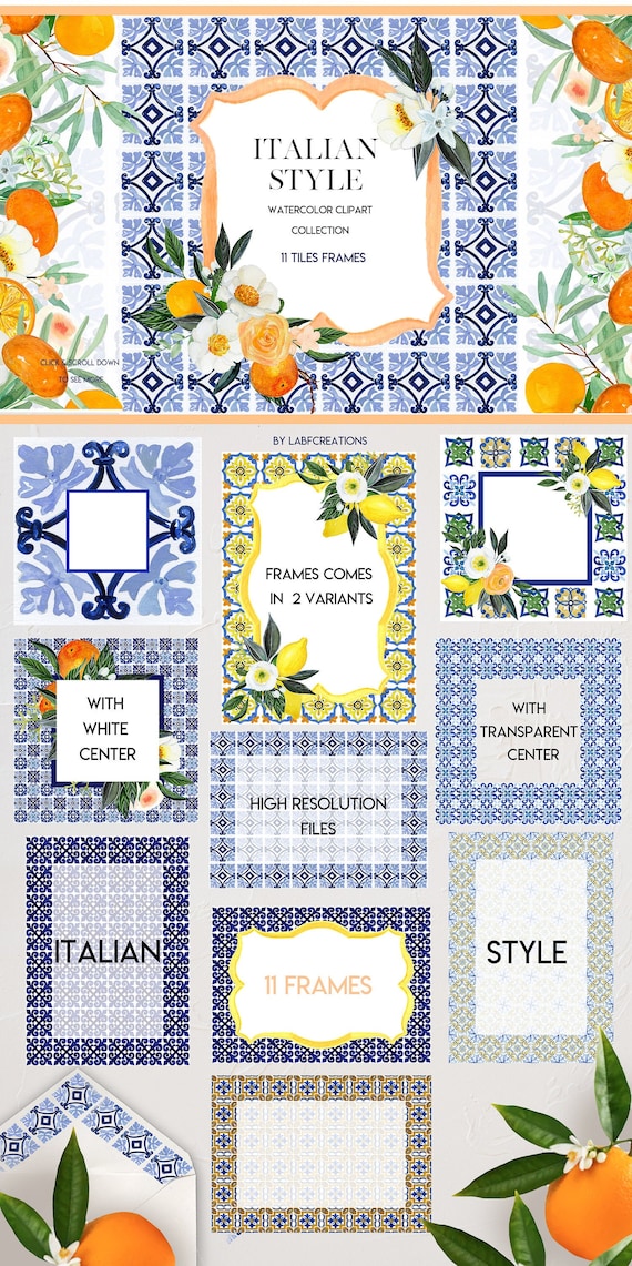 Blue Tile Frames. Italian Style. Mediterranean Tile Frames. | Etsy