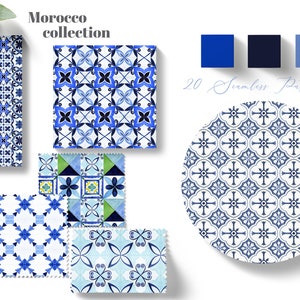 Seamless Patterns. Blue Watercolor Tiles - Watercolor Mediterranean ...