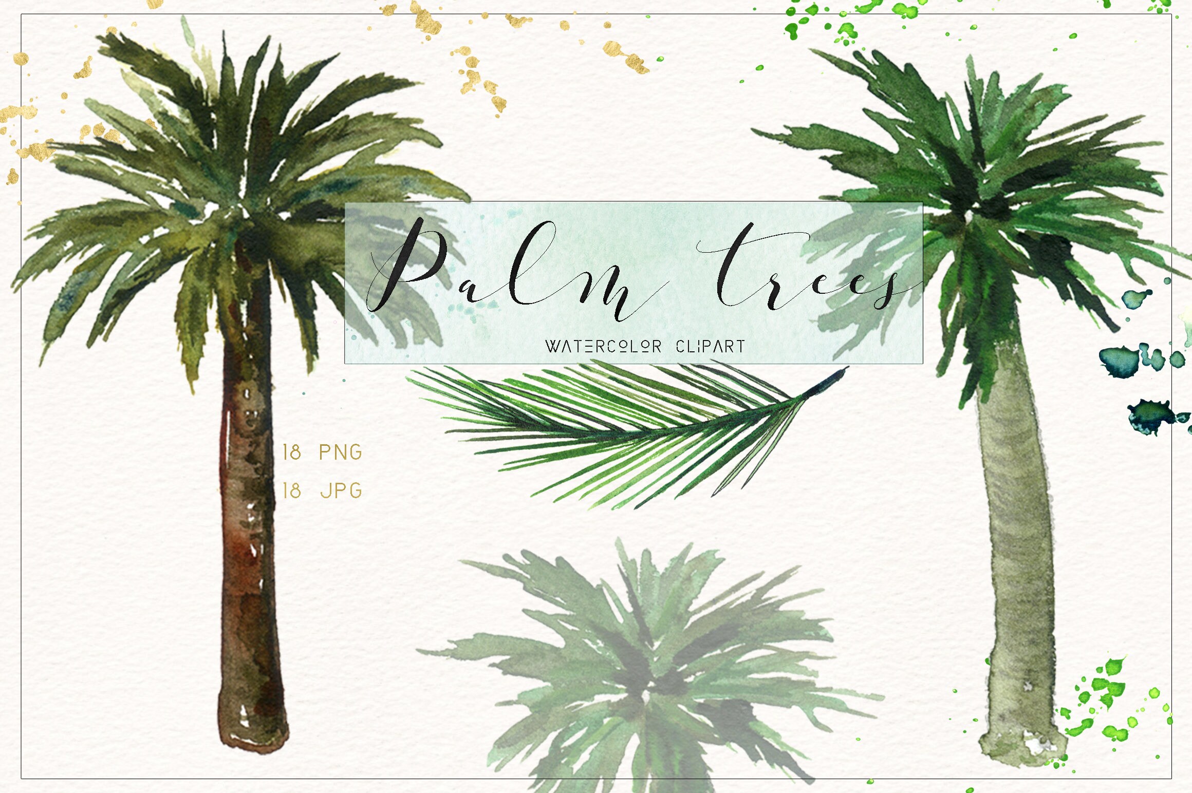 Palm TREES. Watercolor Clip Art. Digital Watercolours Clipart | Etsy