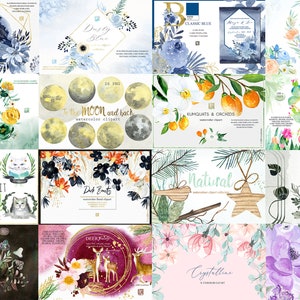 BUNDLE 7500 in 1 Watercolor Clip Art Bundle. 85 Collections - Etsy
