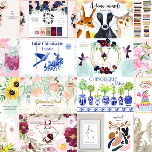 BUNDLE 7500 in 1 Watercolor Clip Art Bundle. 85 Collections - Etsy