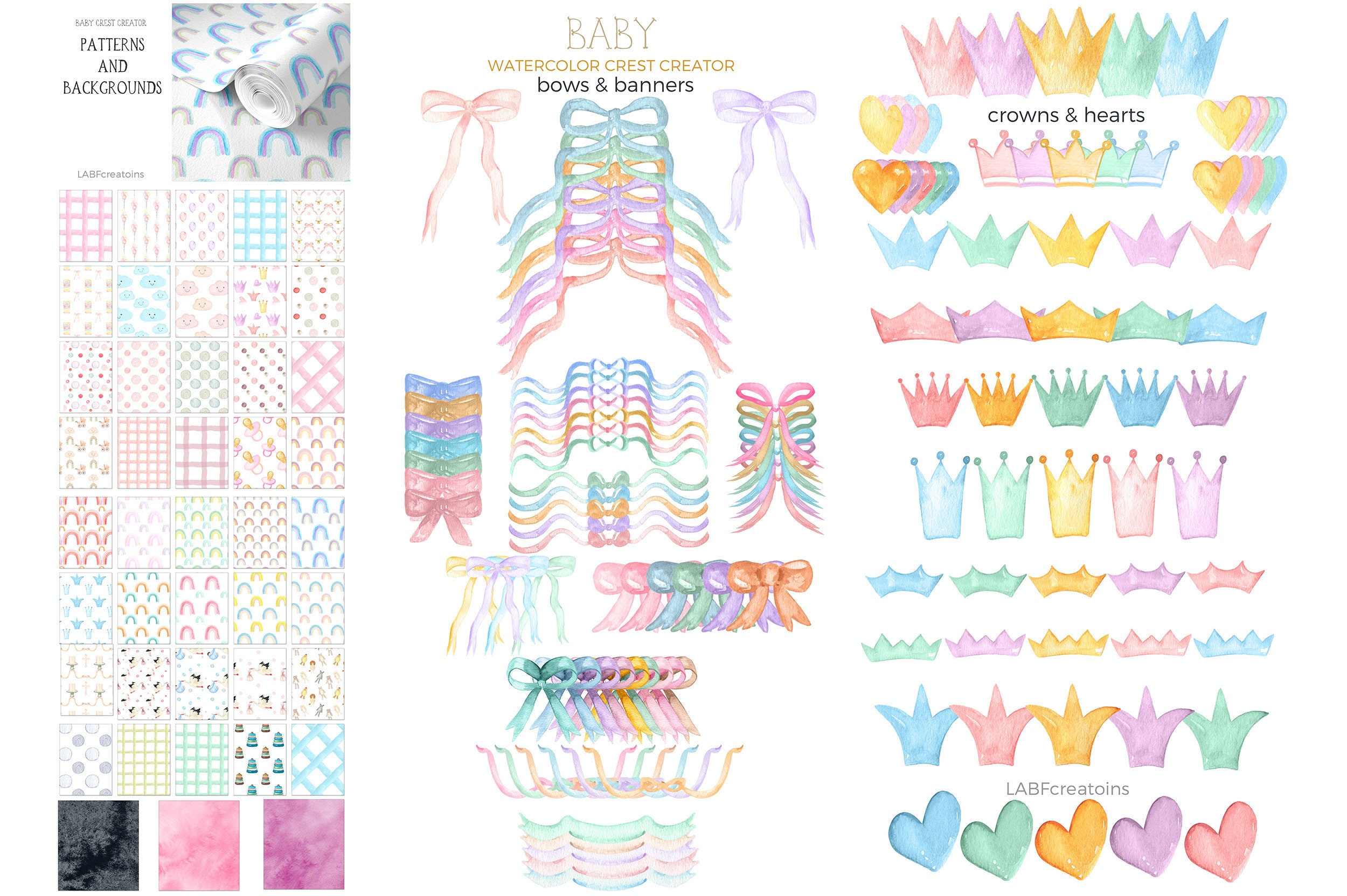 Watercolor Baby Crest Creator. Baby Crest Clipart Bespoke - Etsy