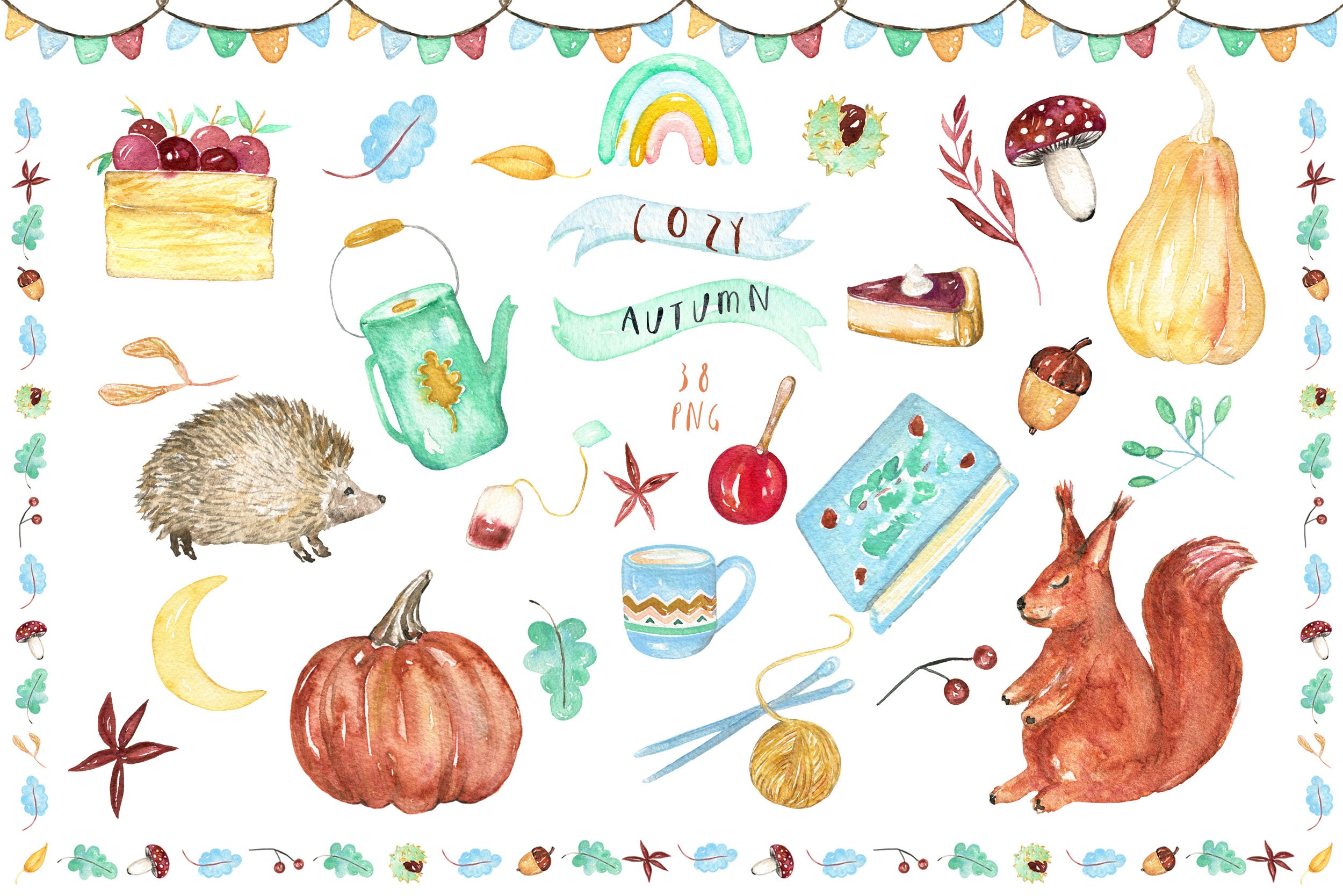 Cozy Autumn Watercolor Clipart Thanksgiving Clipart - Etsy