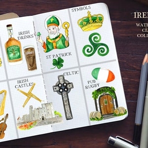 St Patricks Day. Ireland. Watercolor Map. Landmarks and Country ...