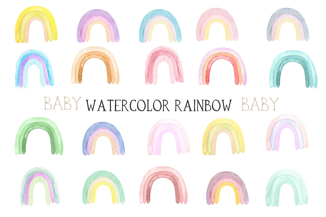 Watercolor Rainbows Clipart Baby Shower Baby Rainbow Nursery Art Kids ...