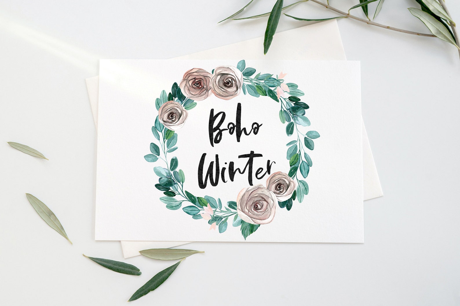 Boho Winter Watercolor Clipart Christmas Watercolor Clipart - Etsy