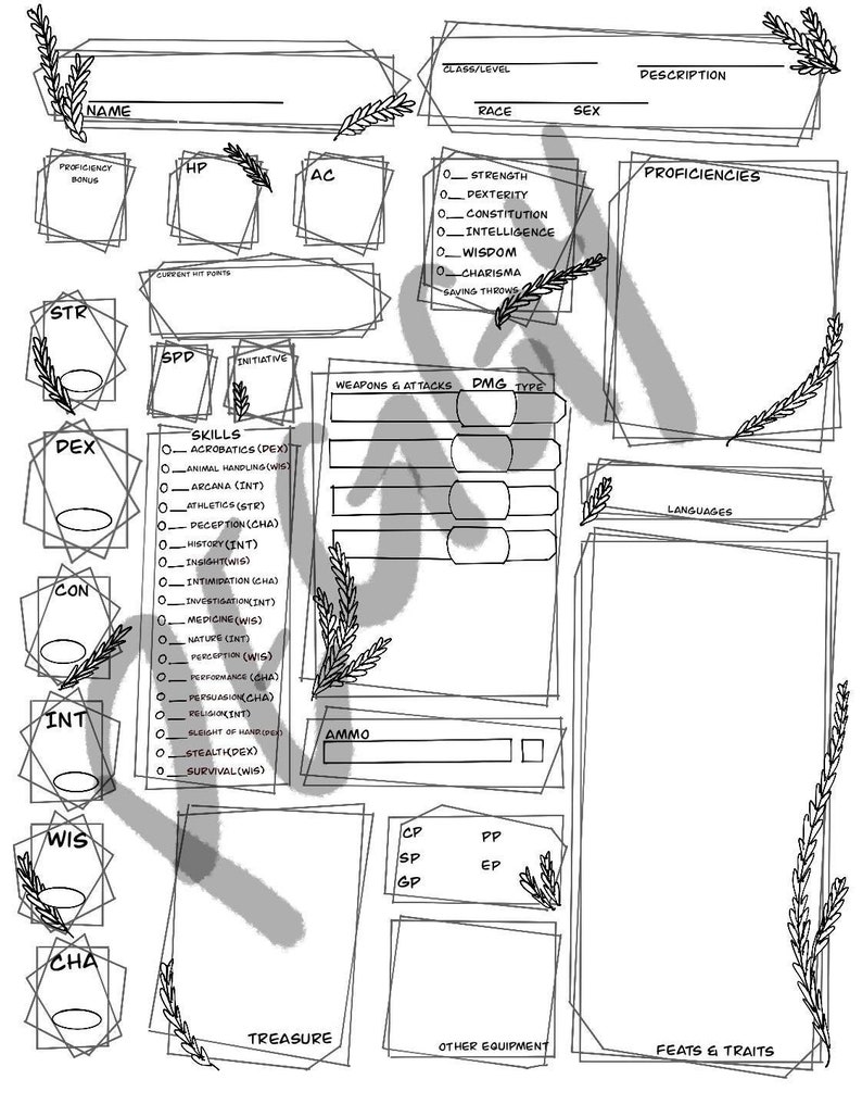 Dnd Character Sheet - Etsy