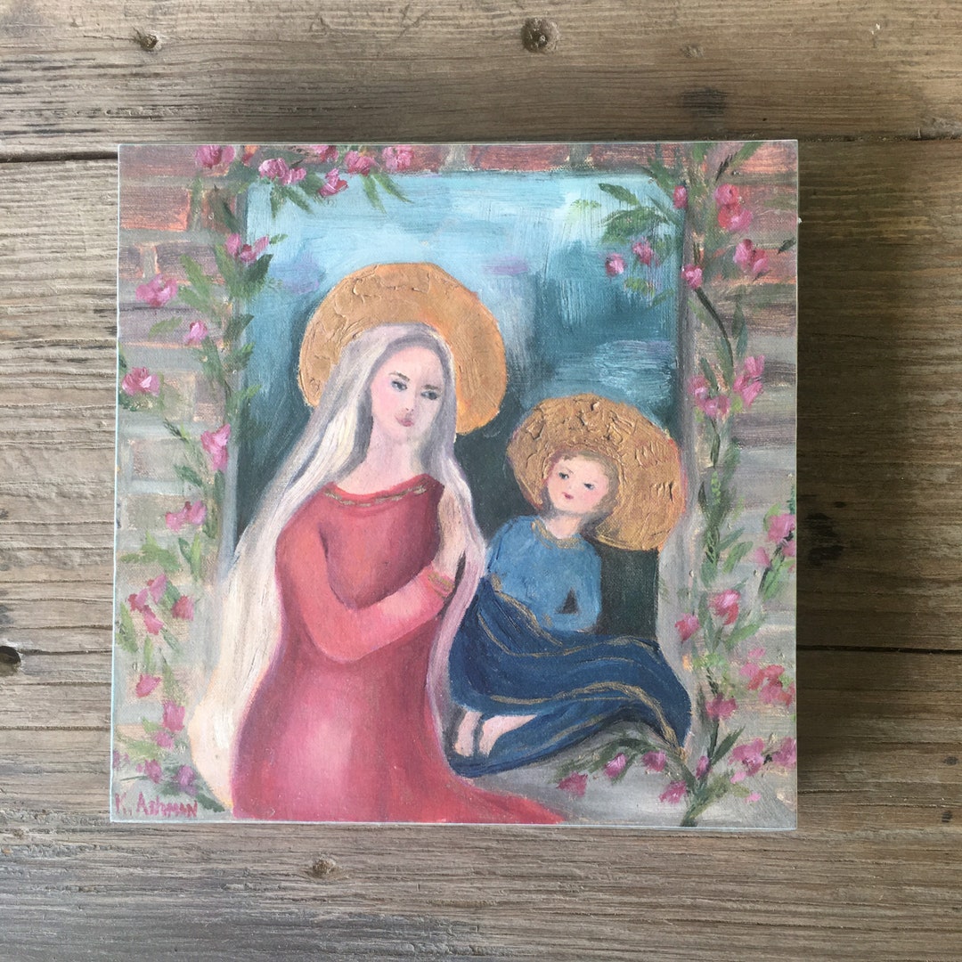 Jesus and Mary / Print / Modern Catholic Art / Baby Jesus / Holy Family ...