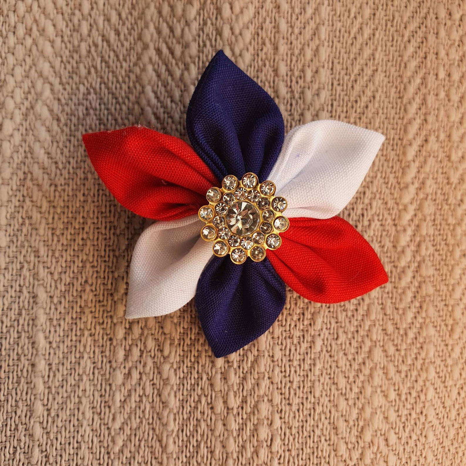 Union Jack Fabric Flower Pin Badge Brooch With Rhinestones. British ...