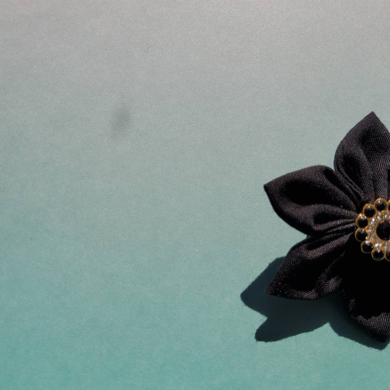 Full Black Flower Fabric Pin Badge Brooch - Etsy