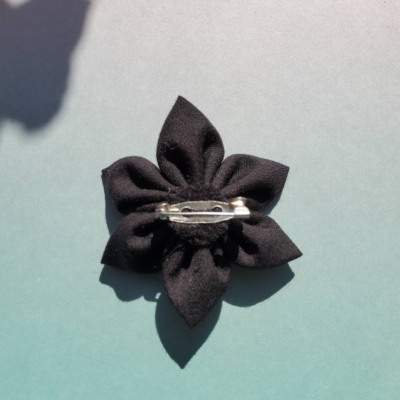 Full Black Flower Fabric Pin Badge Brooch - Etsy