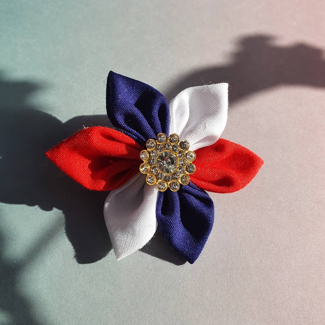 Union Jack Fabric Flower Pin Badge Brooch With Rhinestones. British ...