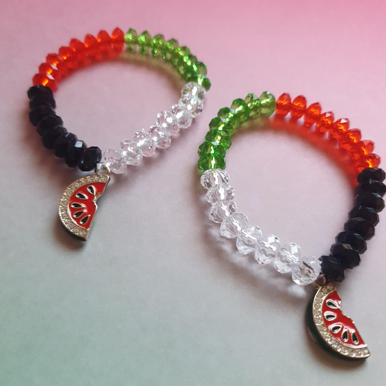 Palestine Beaded Bracelet With Watermelon Charm - Etsy