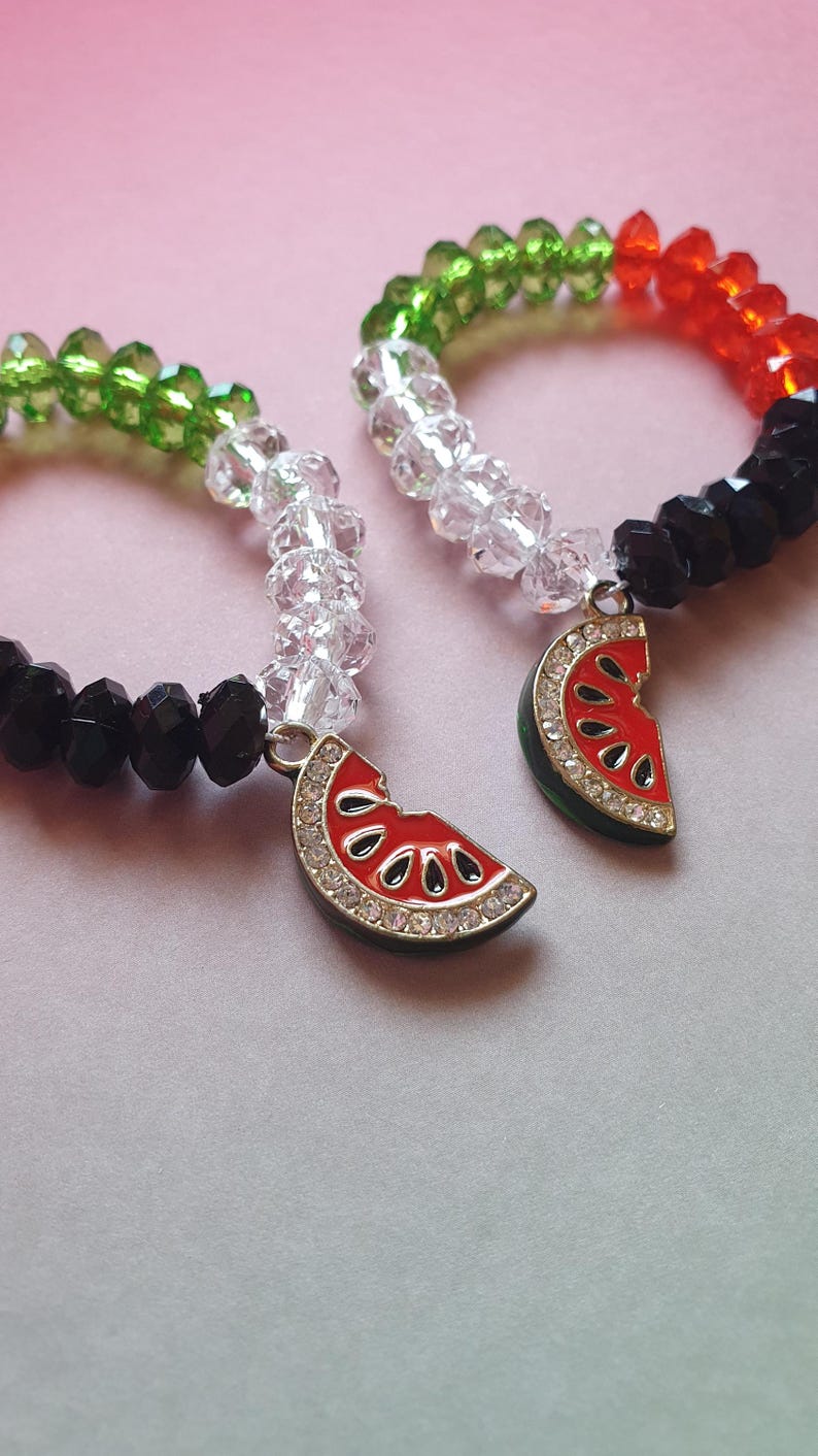 Palestine Beaded Bracelet With Watermelon Charm - Etsy