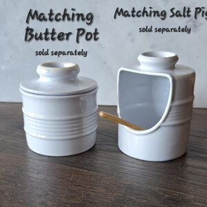 Matching Ceramic Kitchen Storage Set Salt Box Garlic Keeper FREE Bamboo ...