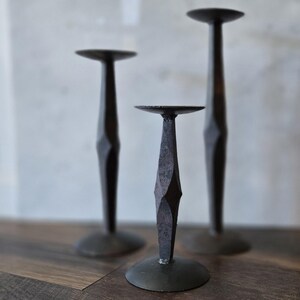 Hand Forged Iron Candlestick Set Hand Forged Iron Candleholder Set - Etsy