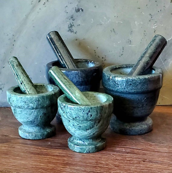 Choose Large or Small Green Marble Solid Stone Mortar & - Etsy
