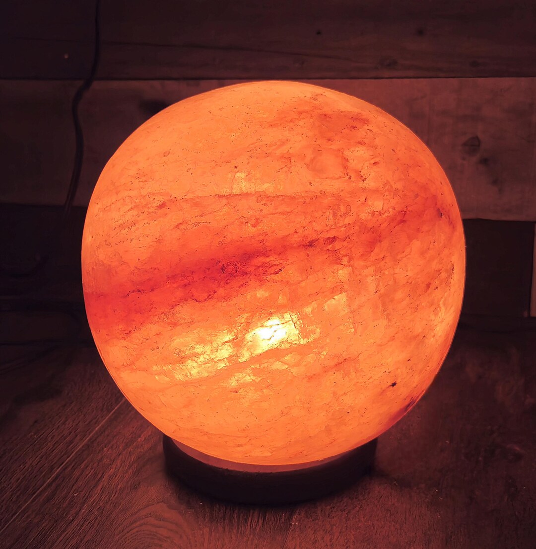 RARE 9" Globe Himalayan Salt Lamp Rock Crystal Sphere-massive! Feathers ...
