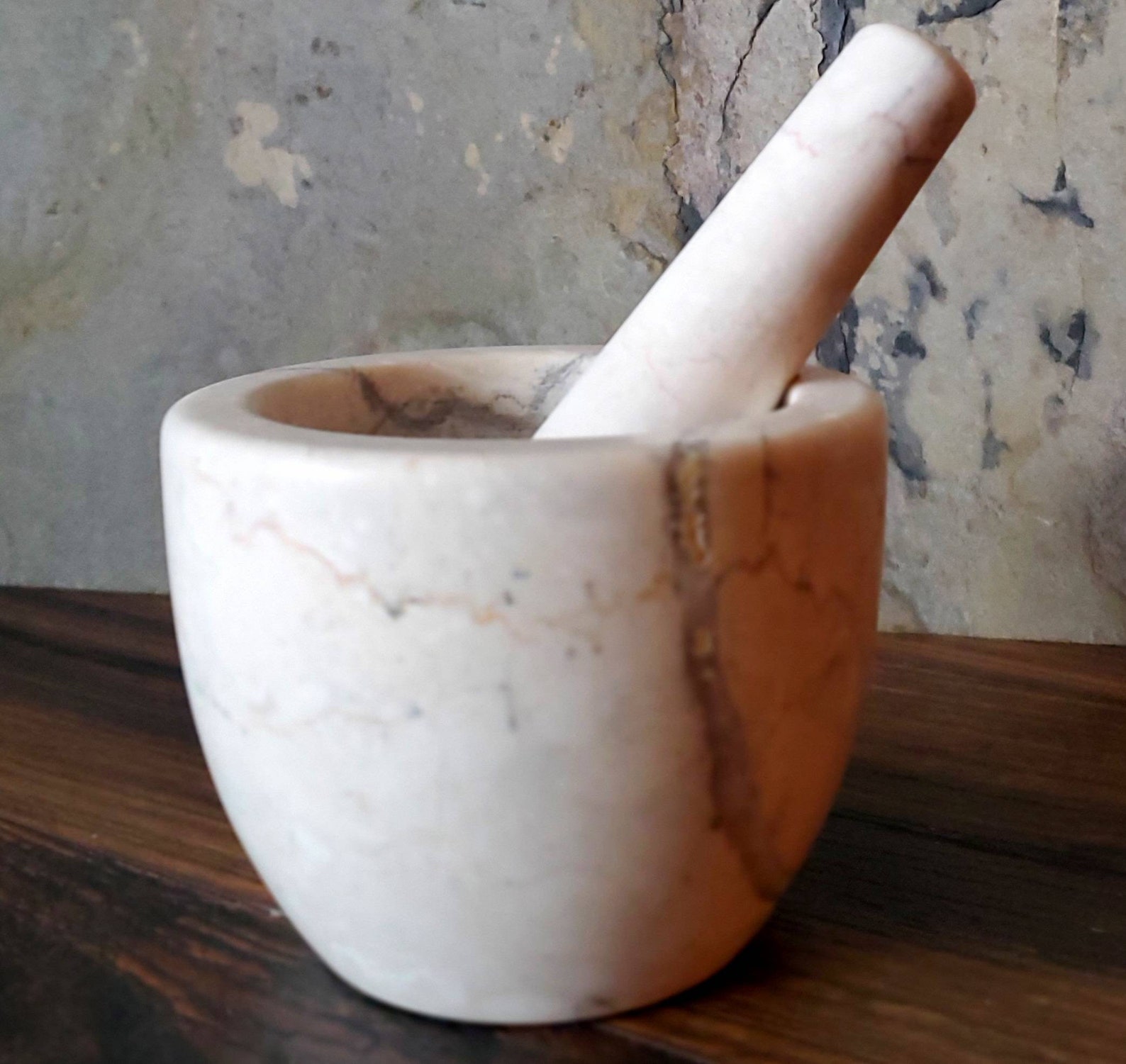 Buff Colored Italian Marble Mortar and Pestle Kit FREE - Etsy