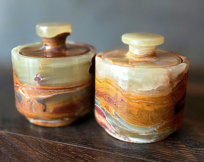 RARE Exotic Onyx Mini Salt Cellar Stack Pepper Cellar Spice Jar Stack ...