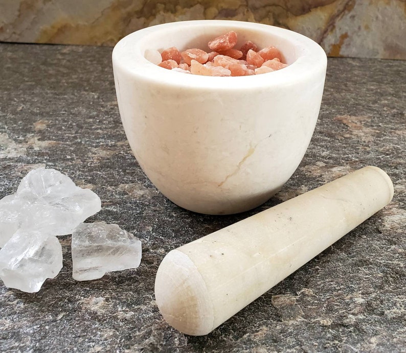 Buff Colored Italian Marble Mortar and Pestle Kit FREE - Etsy