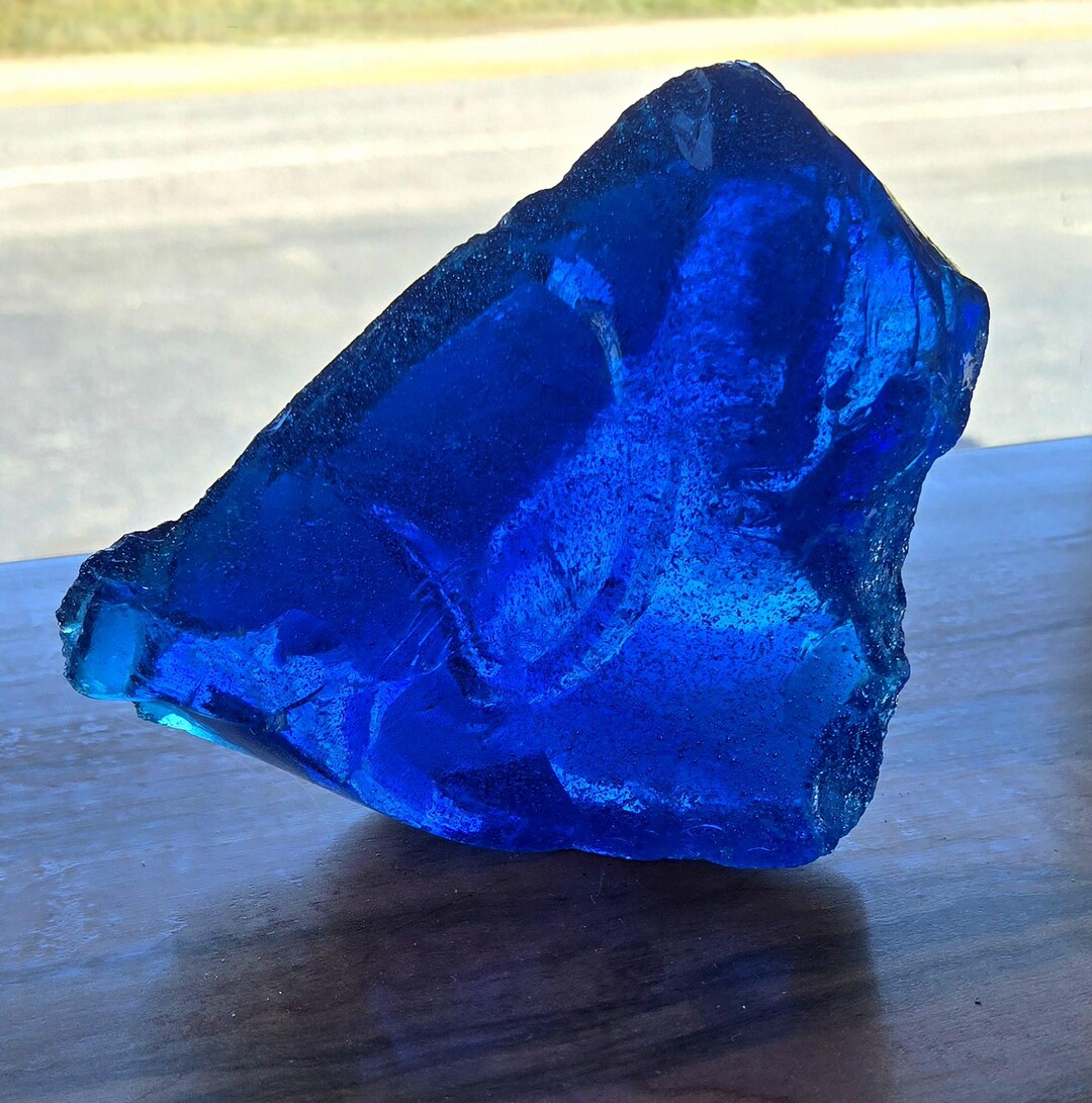 Deep Blue Slag Glass Boulder Raw Glass Glass Sculpture 2.5 Lbs 1090 ...