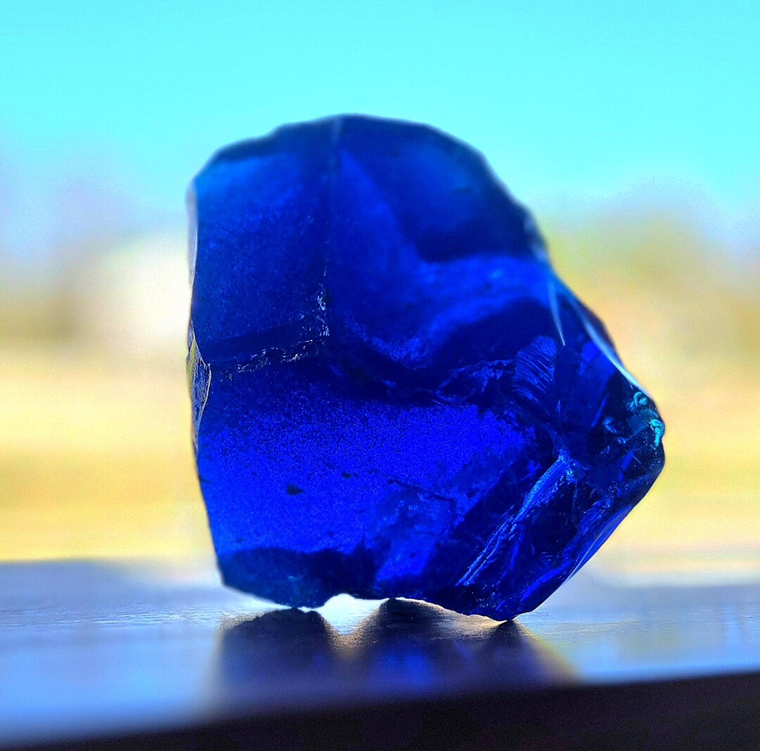 LARGE Deep Blue Slag Glass Boulder Raw Glass Glass Sculpture Almost 9 ...