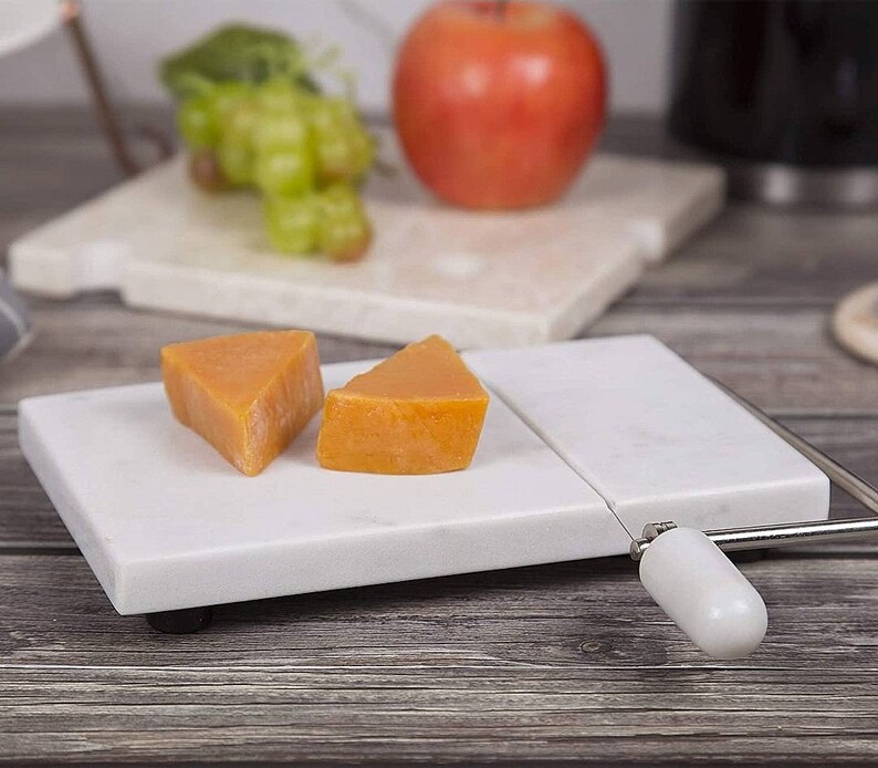Elegant White Marble Cheese Cutter and Serving Board Wine and Cheese ...