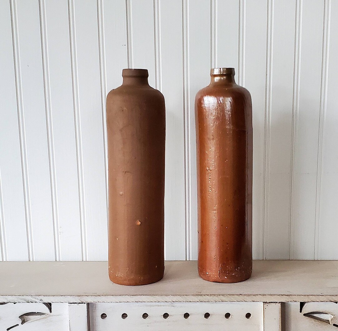 Vintage Rusted Patina Clay Bottle - Etsy