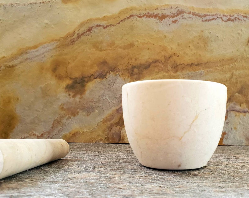 Buff Colored Italian Marble Mortar and Pestle FREE HIMALAYAN | Etsy