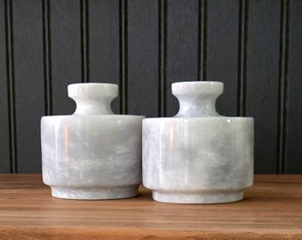 Exotic Green Onyx Marble Large Salt and Pepper Cellar Stack Spice Stack ...