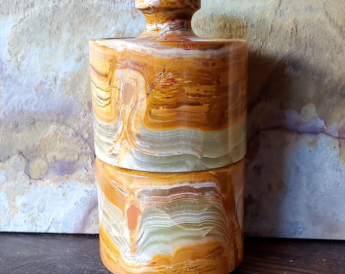 RARE Exotic Onyx Mini Salt Cellar Stack Pepper Cellar Spice Jar Stack ...