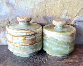 Marble Salt Cellar With Lid Unique 3 Salt and Pepper Cellar Gift for ...