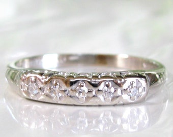 Vintage Keepsake Diamond Wedding Ring 14K White Gold Ladies Wedding ...