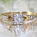 Art Deco Engagement Ring Petite 0.10ct Diamond 14K Two Tone - Etsy