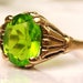 Art Deco Green Glass Ring 10K Yellow Gold Scroll Filigree Ring Oval 1 ...