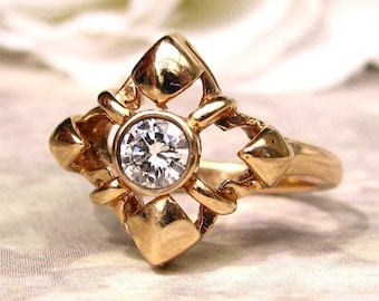 Star Shaped Diamond Engagement Ring - Etsy